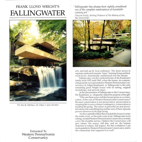None | Accents | Vintage Frank Lloyd Wright Fallingwater Mill Run Pa ...